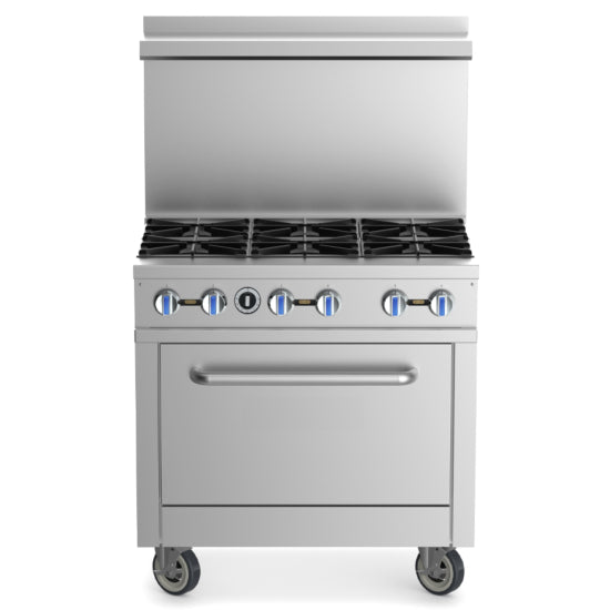 Cookline TR36-6-NG 36" 6 Burner Commercial Gas Range with Oven - Natur ...